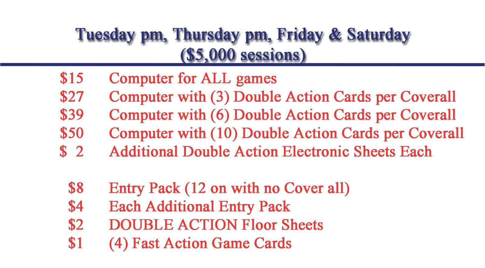 Pricing - Tejas Bingo